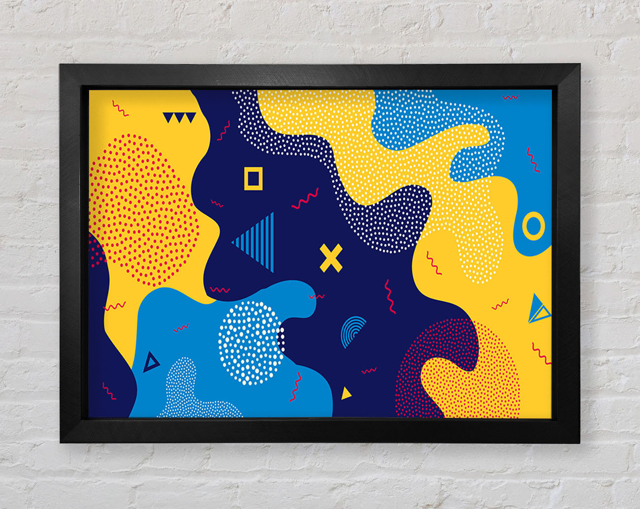 Bright Star Blue And Yellow Modern Shapes - Single Picture Frame Art ...