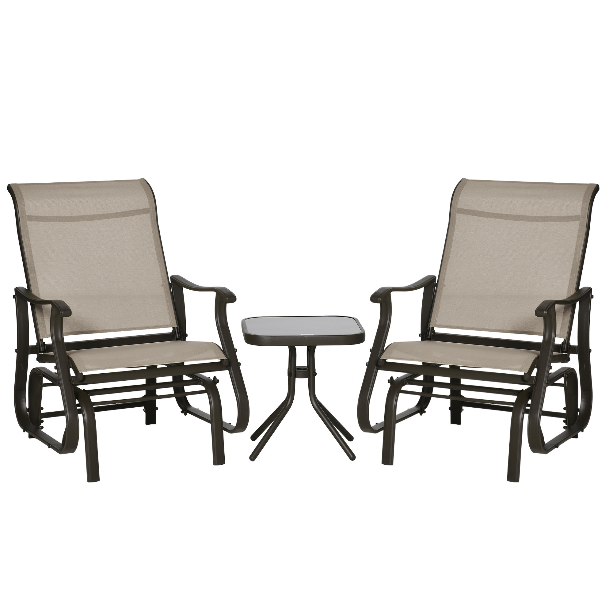 Outsunny 2-Person Gliding Rocking Chairs & Bistro Tea Table Garden ...
