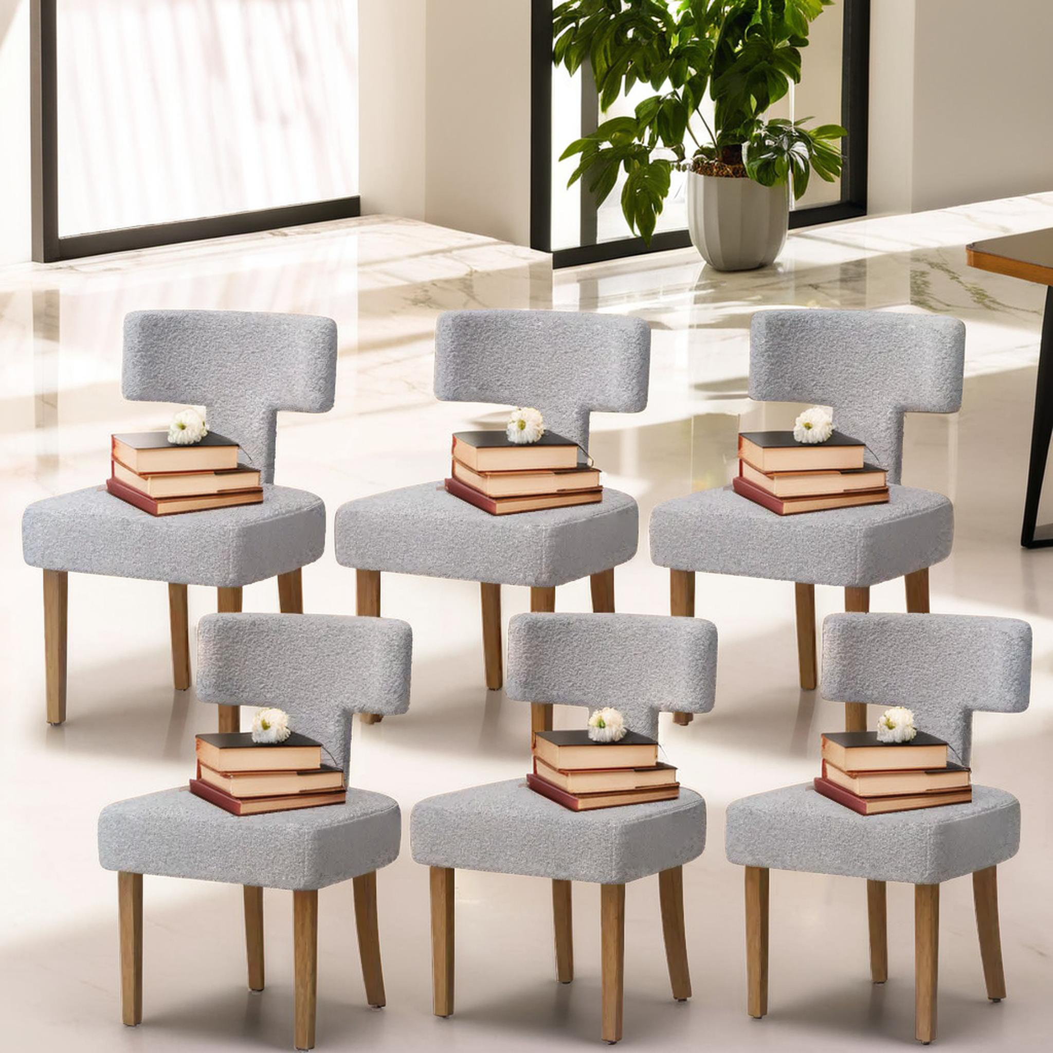 Red Barrel Studio Modern T-Backrest Lambswool Fabric Upholstered Dining ...