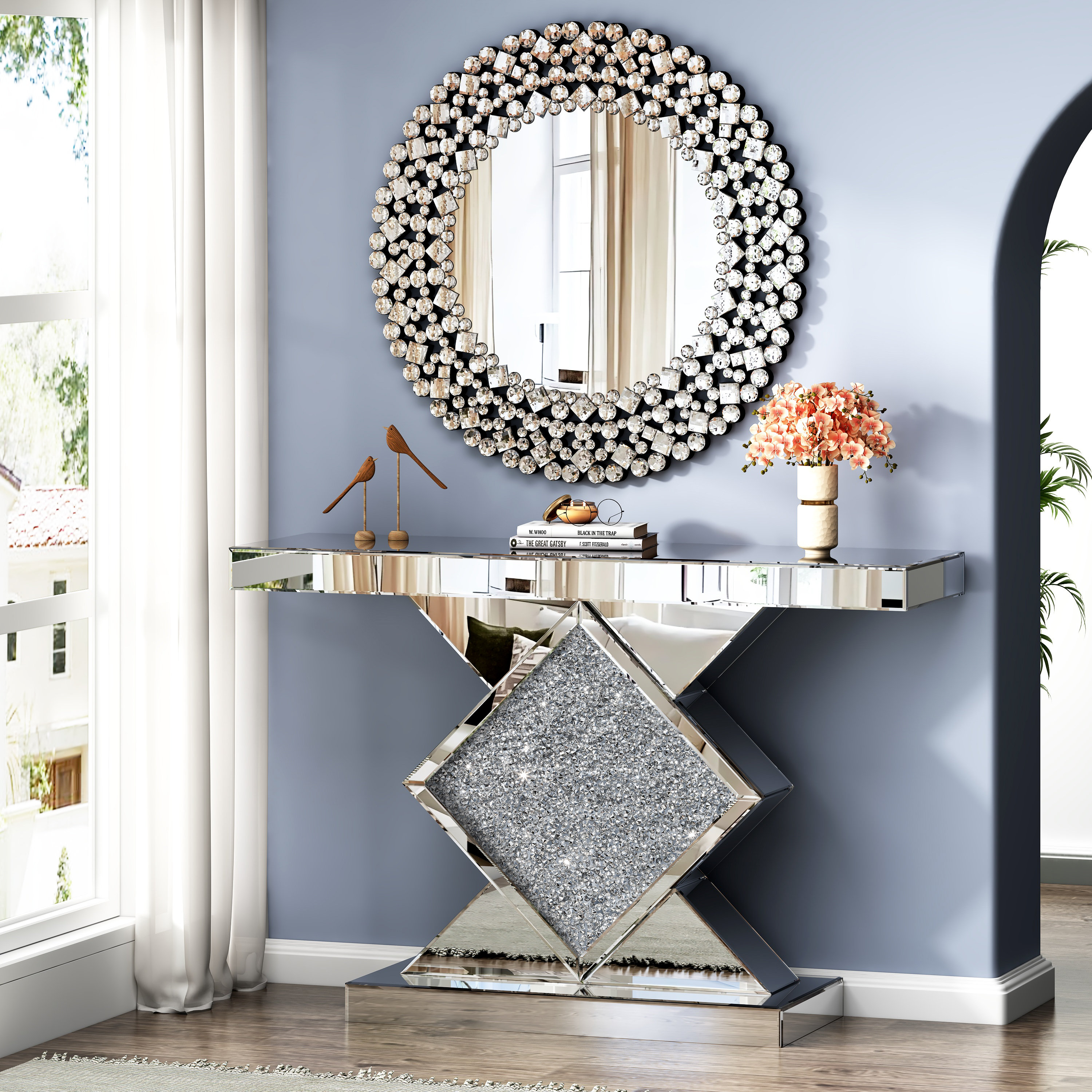 Everly Quinn Amla 47.25" Console Table and Mirror Set & Reviews | Wayfair