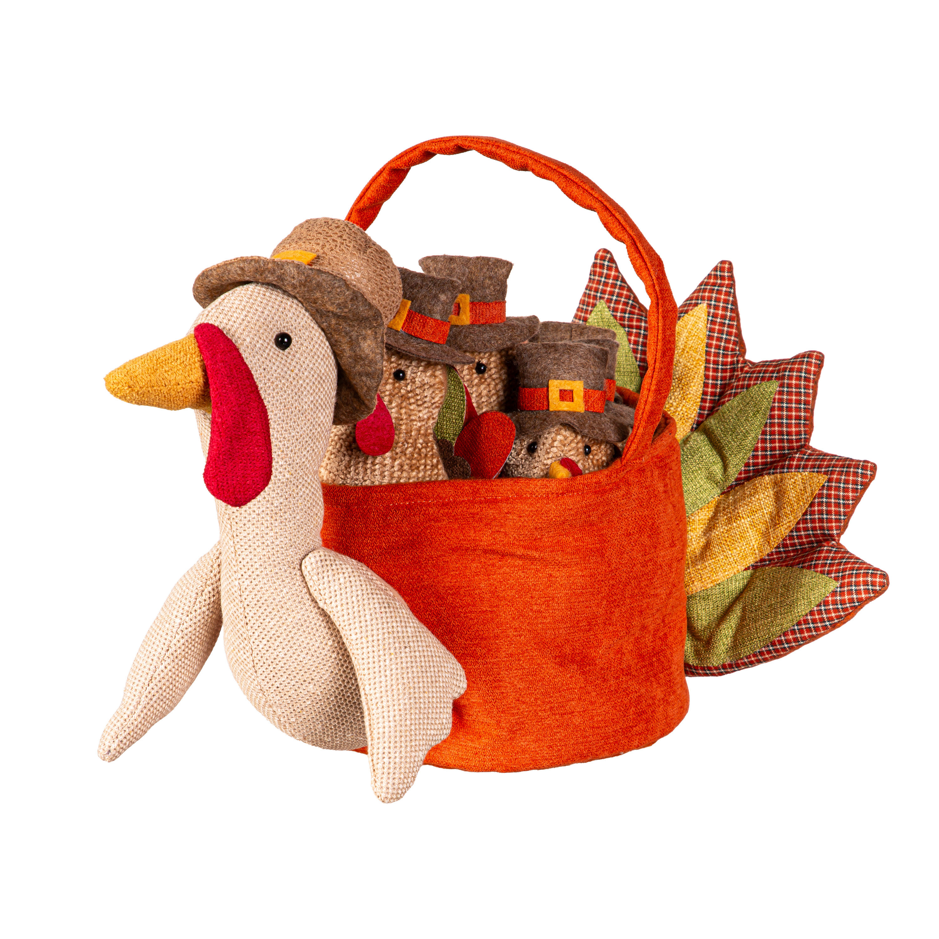 The Holiday Aisle® Fabric Turkey Bucket with Fabric Turkey Set of 10 ...