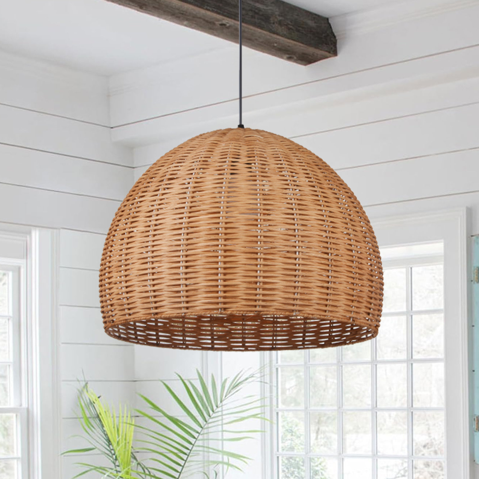 Dakota Fields Bohemian Rattan Natural Hand Woven Pendant Light ...