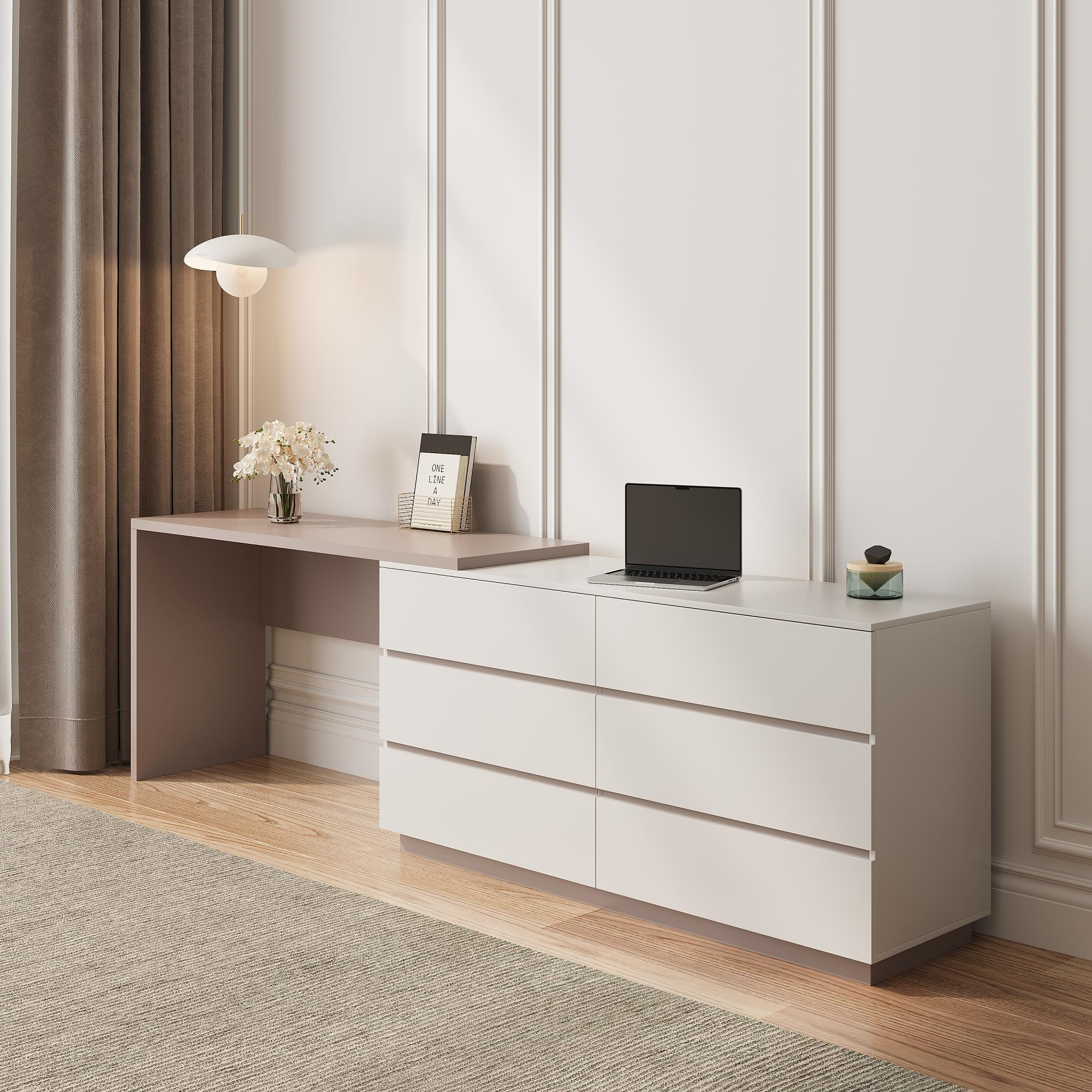 Latitude Run® Recruls Home Office 97.6’‘ Extendable Dresser Desk with ...