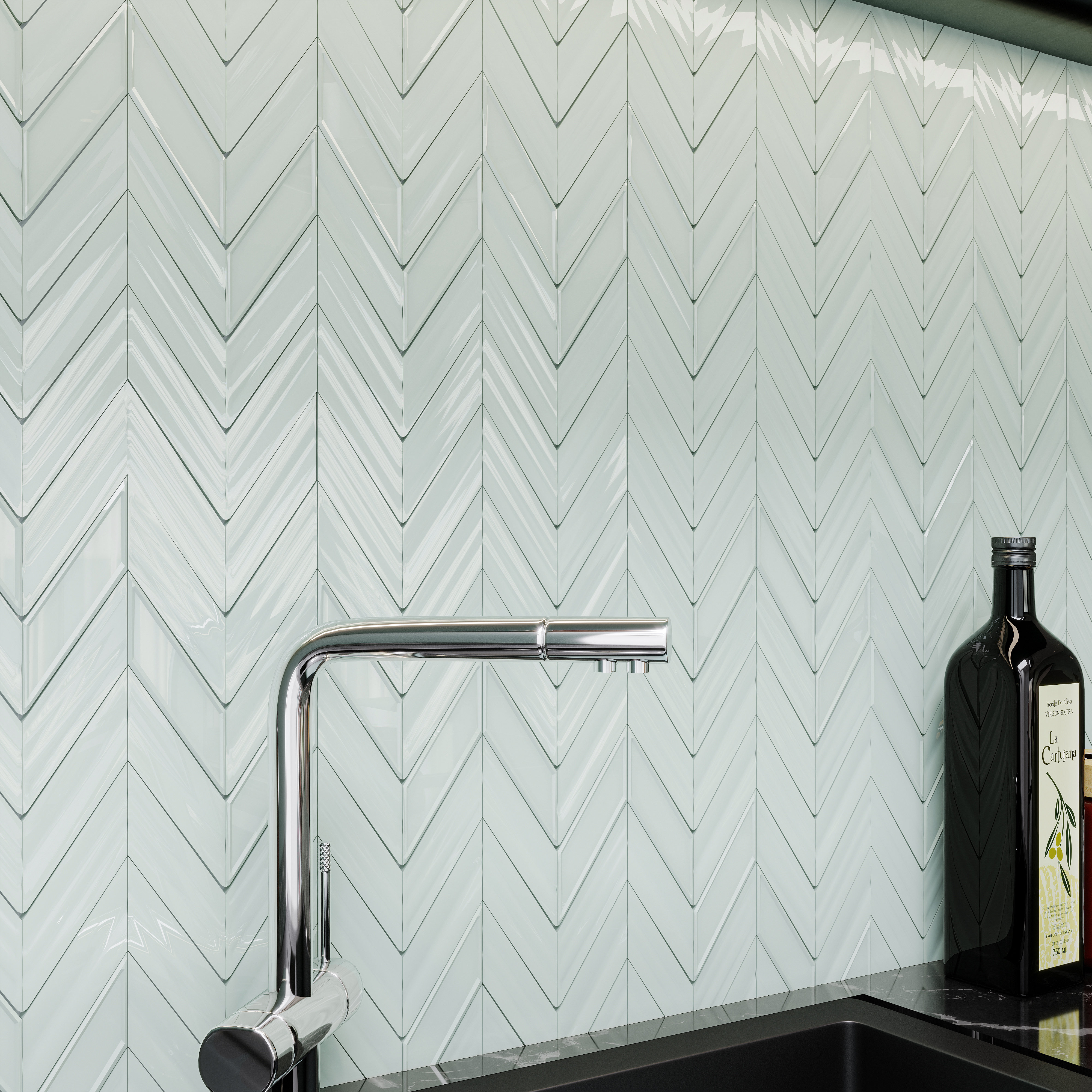 Thomas Avenue Ceramics 12"x12" Glazed Ceramic Fletching Mosaic Wall and ...