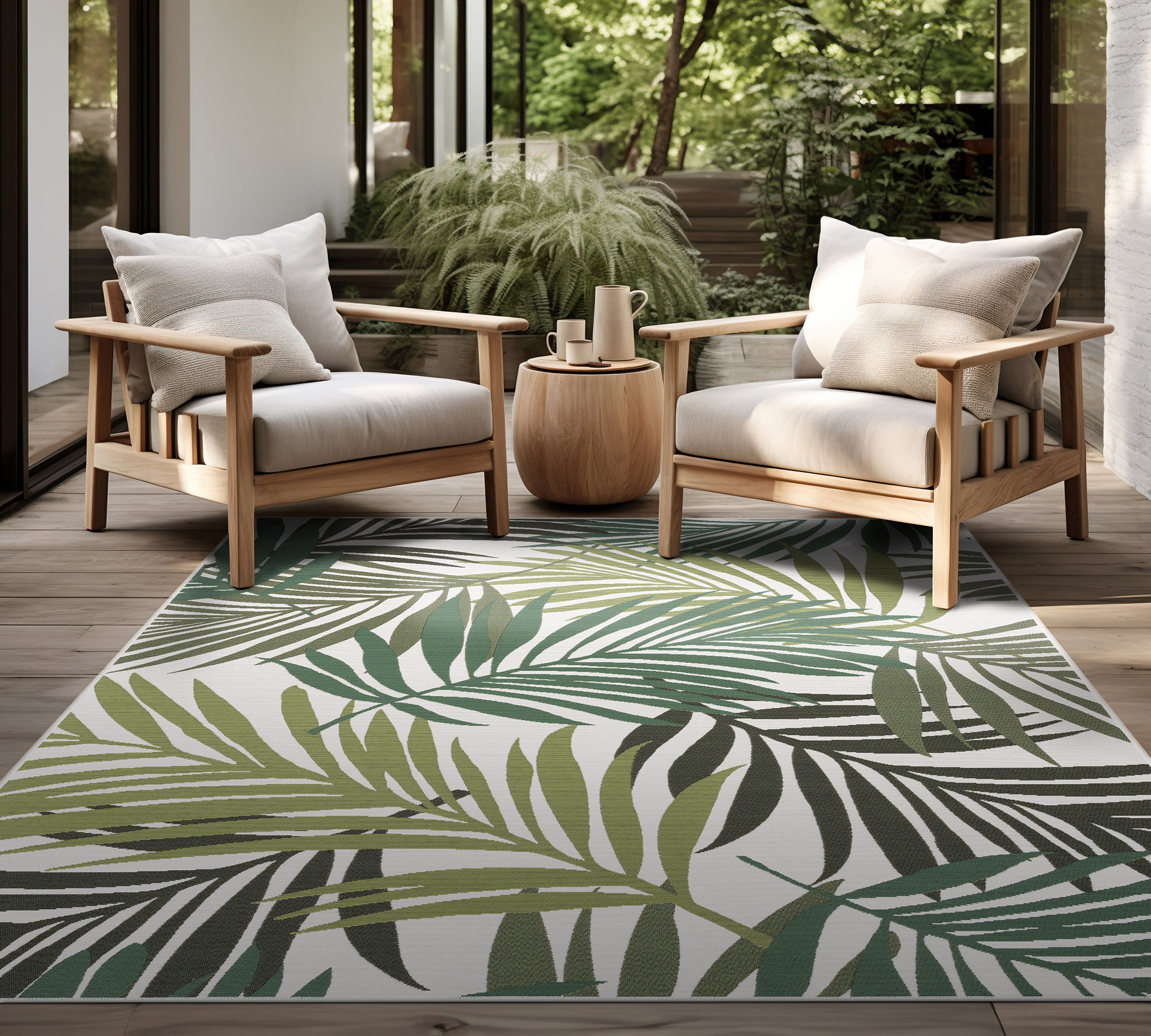 Bay Isle Home™ Tapis intérieur / extérieur floral Arlice pour patio, entrée, terrasse ou porche ...