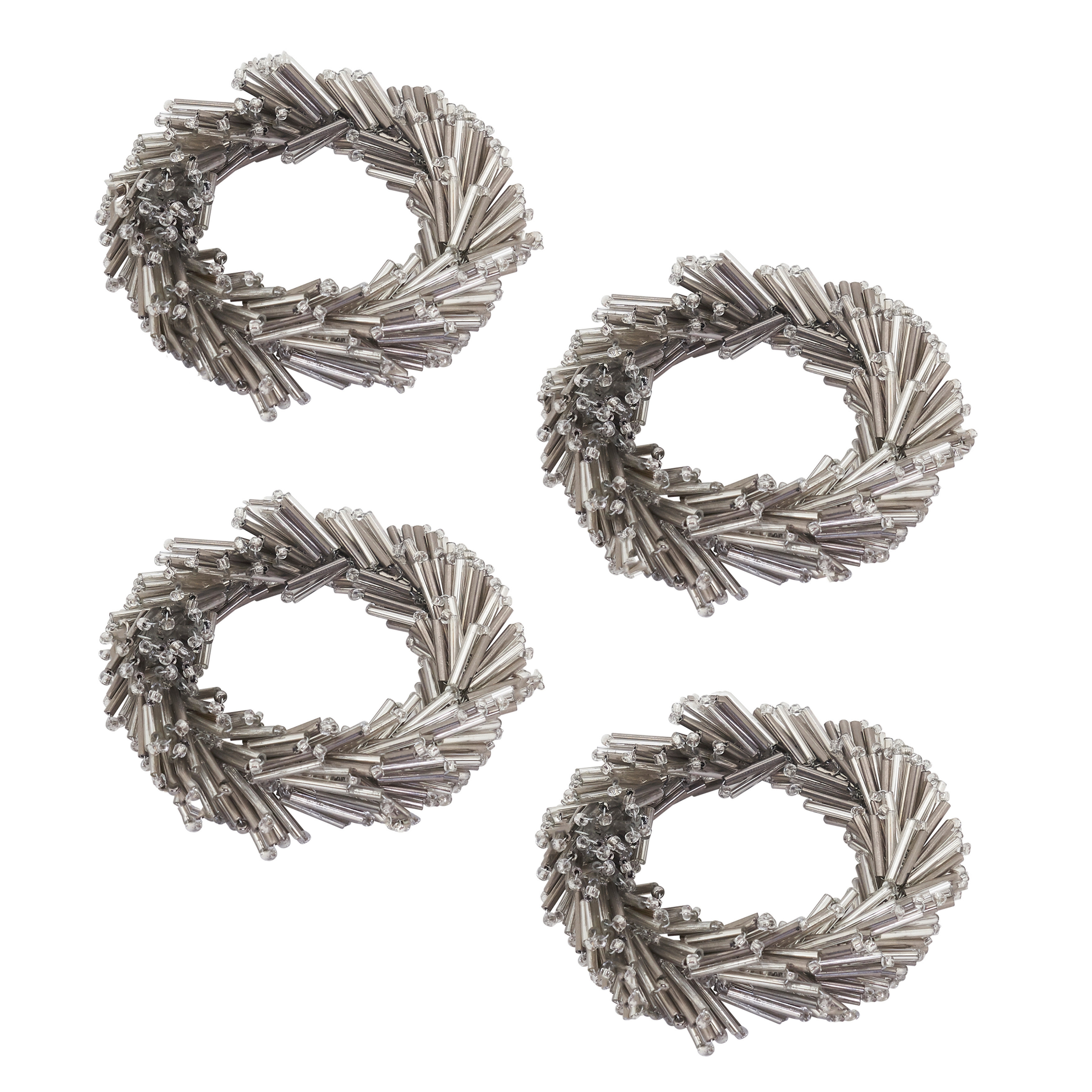 Saro Round Napkin Rings With Beaded Design (Set Of 4) | Wayfair