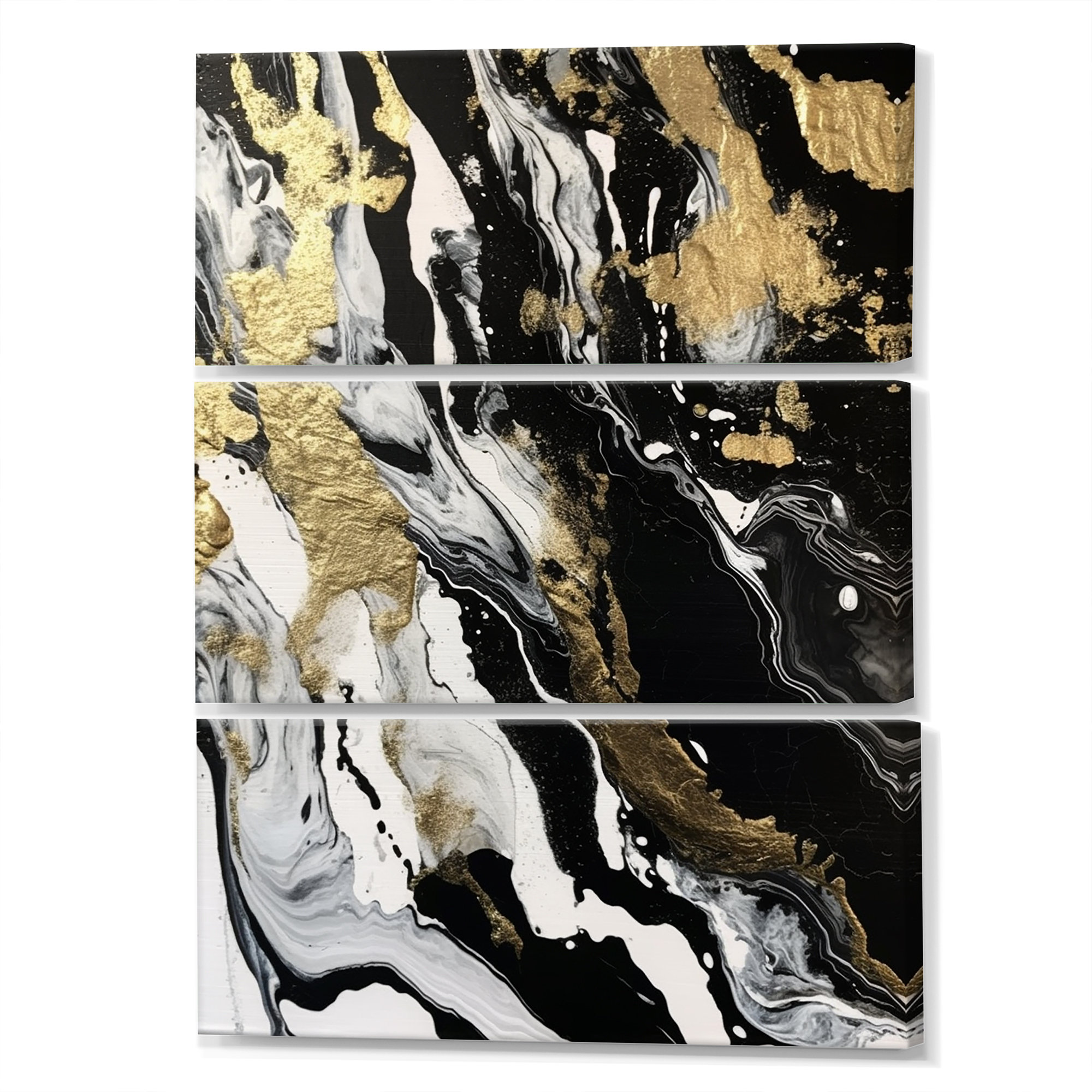 Mercer41 Golden Wave Reflections I - Abstract Painting Canvas Wall Art ...