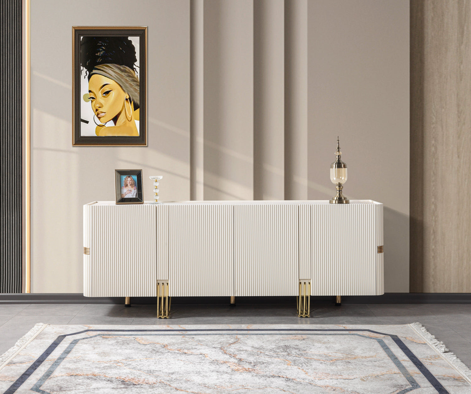 Everly Quinn Santana Ivory TV Stand | Wayfair