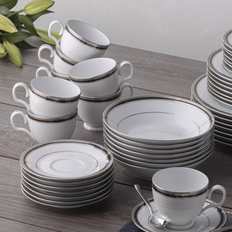 Noritake Austin Platinum 50-Piece Dinnerware Set, Service for 8 ...
