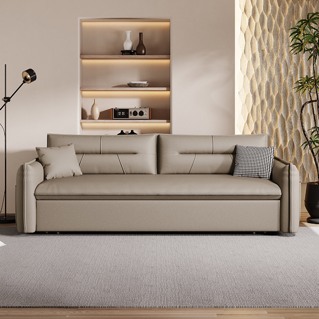 Orren Ellis Modern minimalist cat paw leather carbon steel folding sofa ...