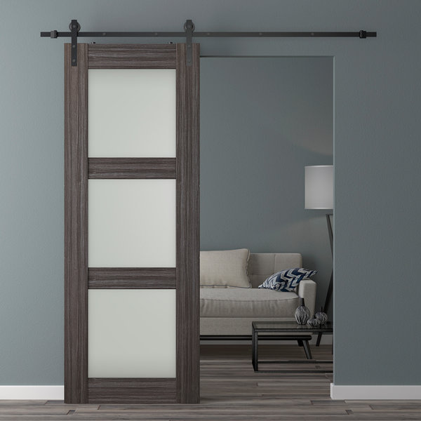 Belldinni Palladio 3 Lite Palened Prefinished Barn Door With ...