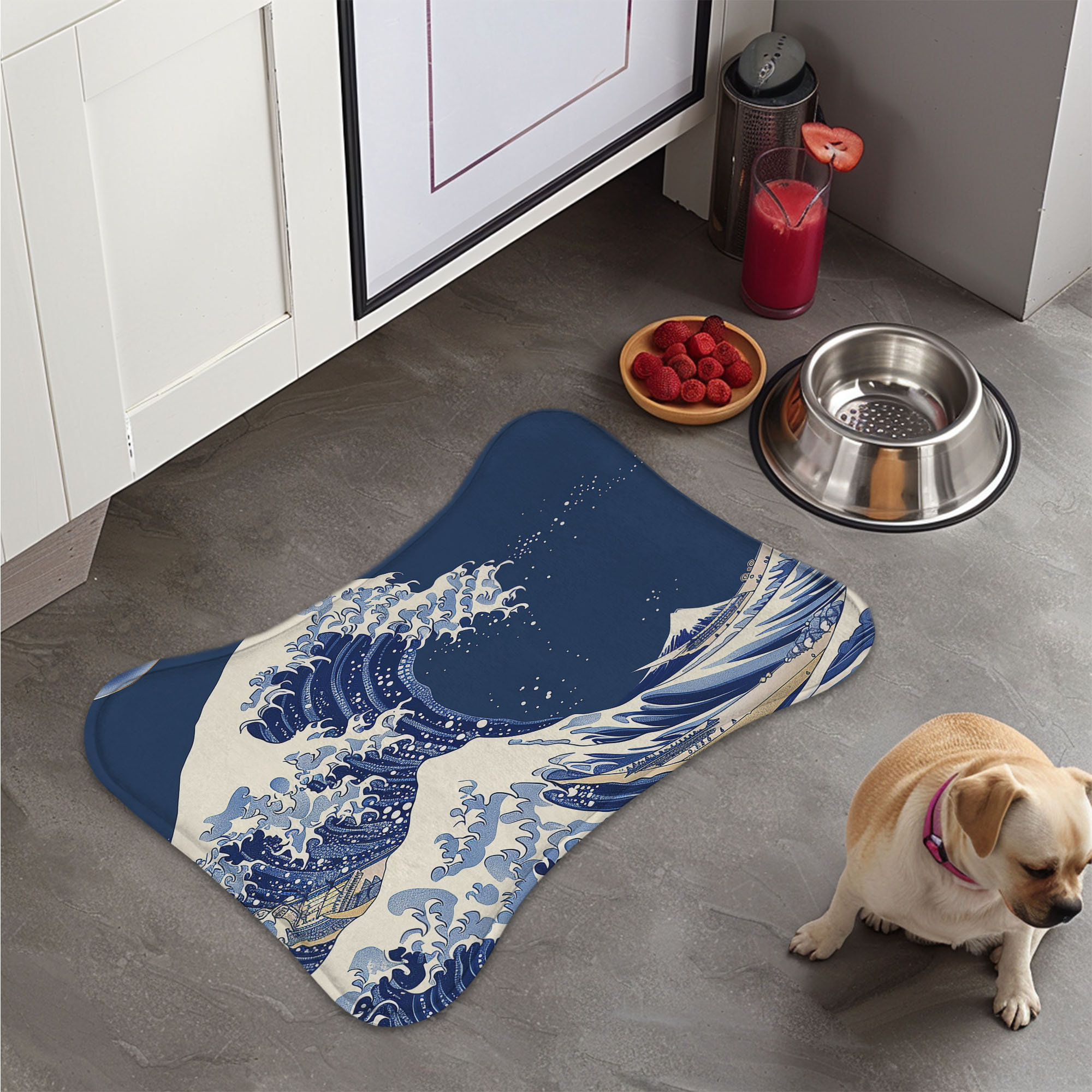 MentionedYou Tsunami Wave Pattern - 1 Piece Bone Shape Feeding Mat ...
