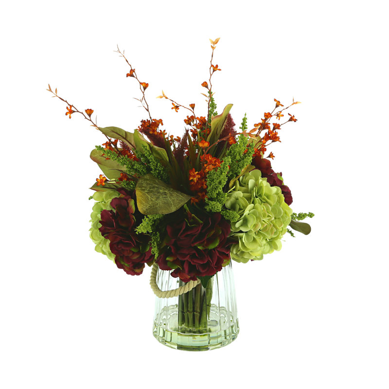 Primrue Fall Floral Arrangement with Hydrangeas and Heather | Wayfair