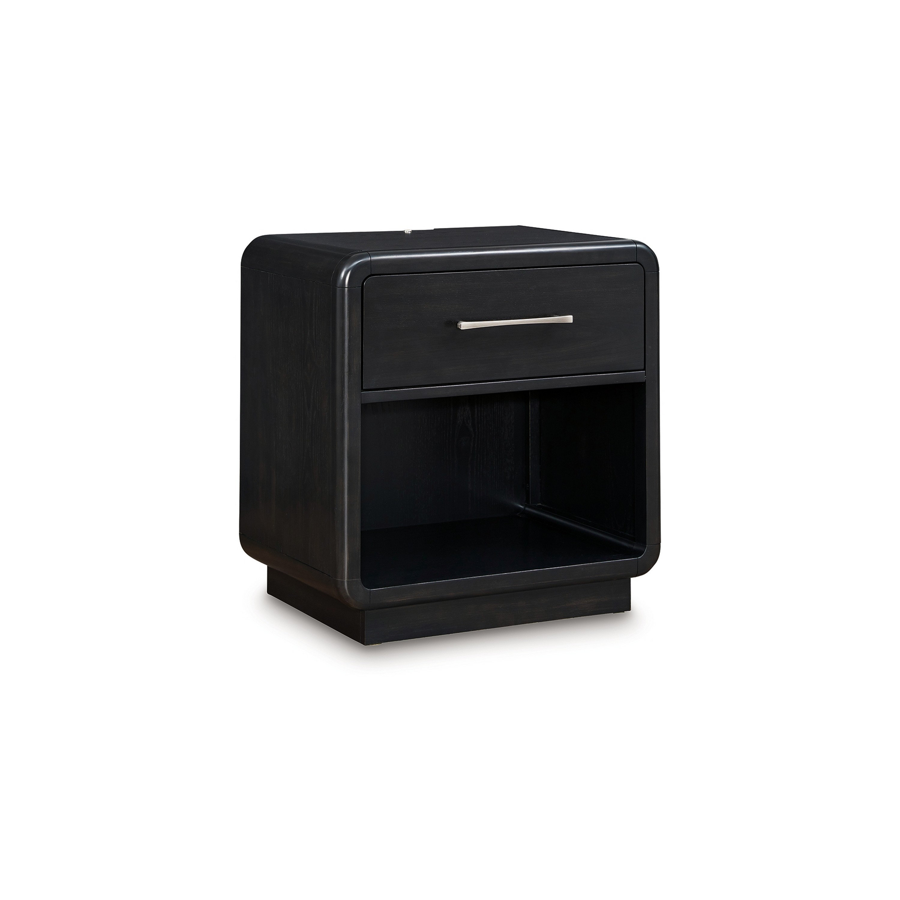 Benjara Robeck Nightstand, 1 Drawer, Black 26 Inch, Silver Metal ...