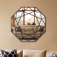 Orren Ellis Maique Reflection Contemporary Black Finish Decagon Framed ...