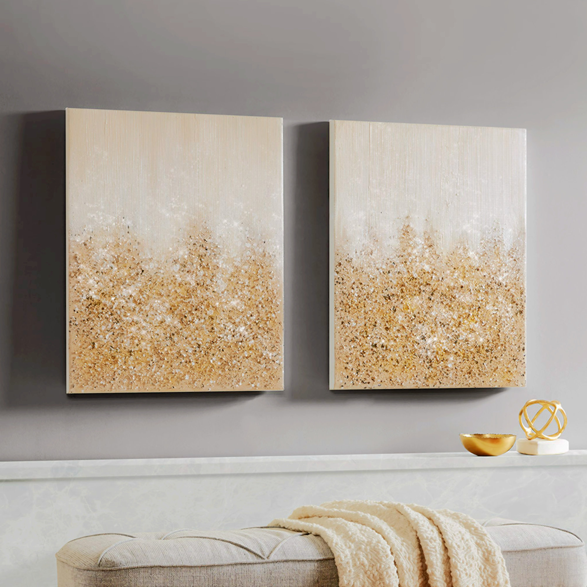 Ivy Bronx Heavily Embellished Framed On MDF 2 Pieces Set | Wayfair