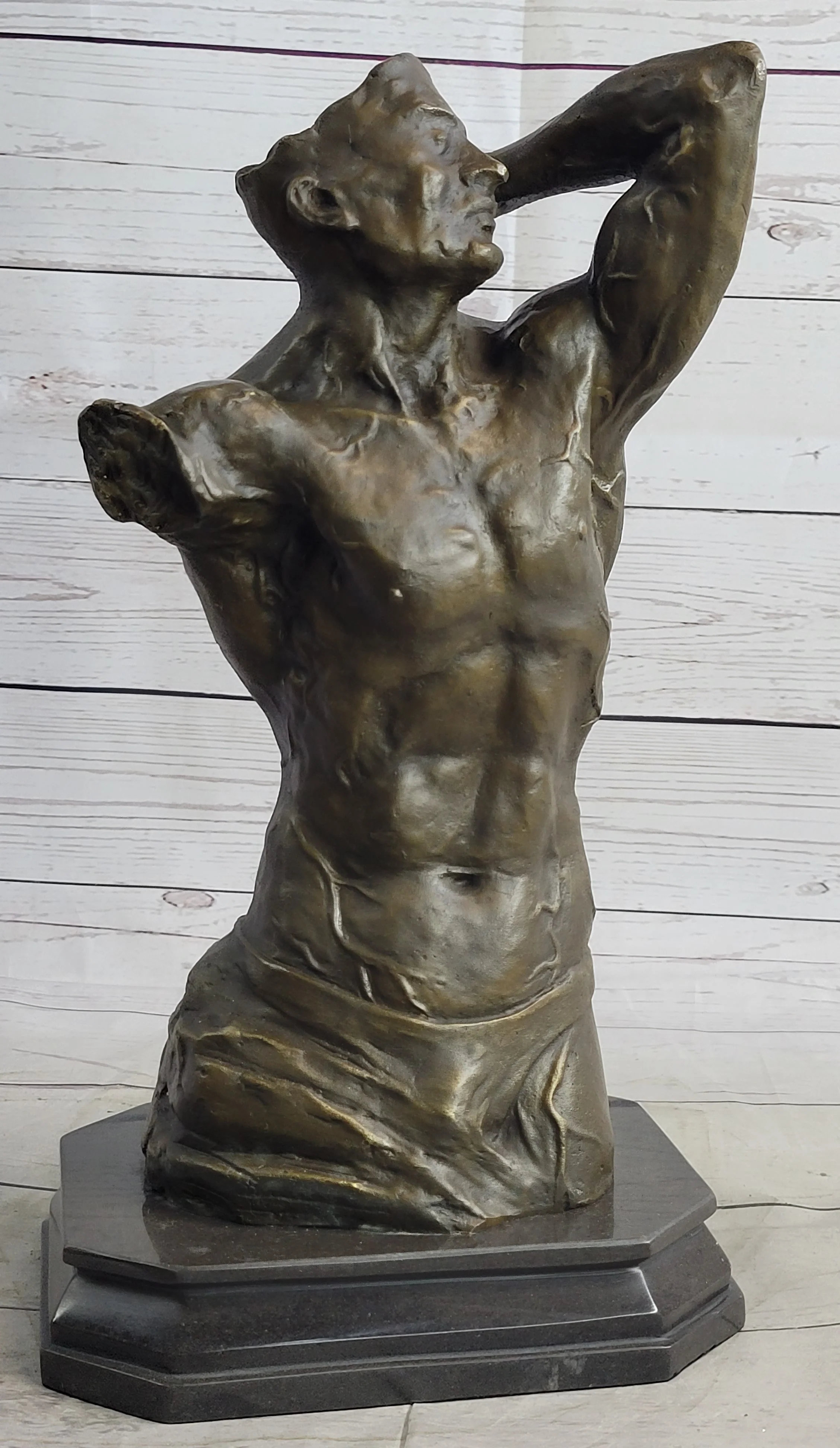Canora Grey Abstract Surrealist Muscular Male Torso Bronze Statue ...