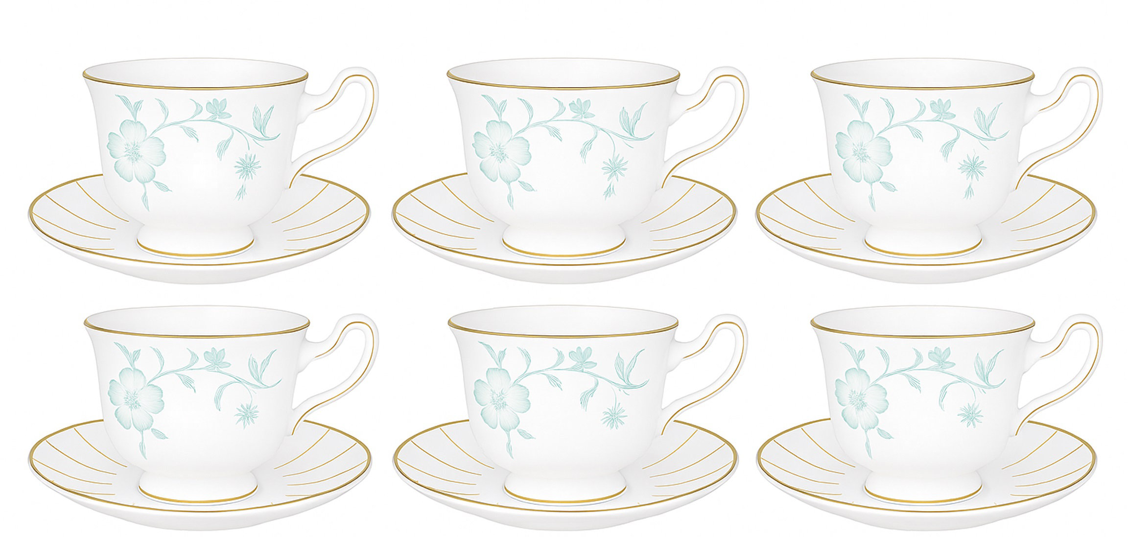 Red Barrel Studio® Jasmine Anne Tea Cup & Saucer Set (Set Of 6 - 230Ml ...