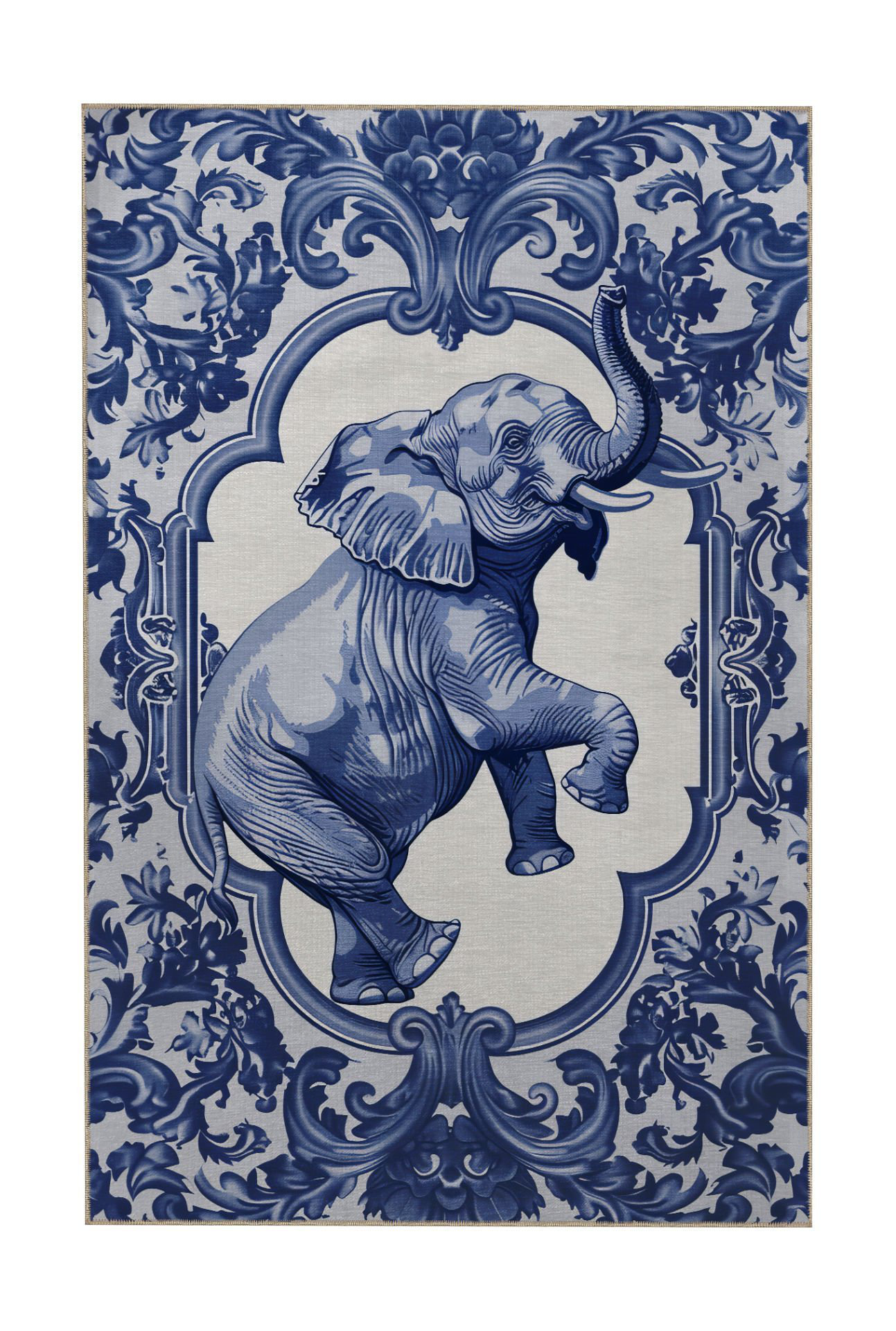 Bungalow Rose Paris Collection Blue Blanc Elephant Detailed Pattern ...