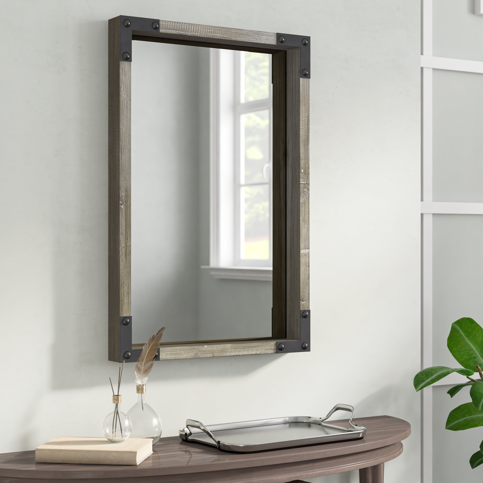 Gracie Oaks Nacoma Industrial Farmhouse Accent Mirror & Reviews ...
