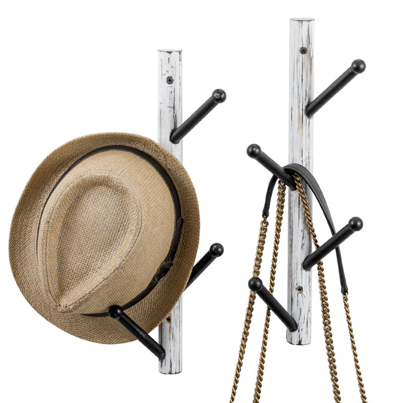 Gracie Oaks 8 - Hook Wood Entryway Wall Coat Tree Rack | Wayfair