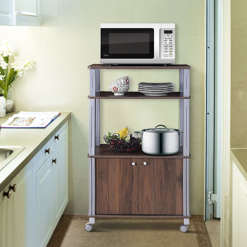 Ebern Designs Annrose 24'' Wood Standard Baker's Rack with Microwave ...