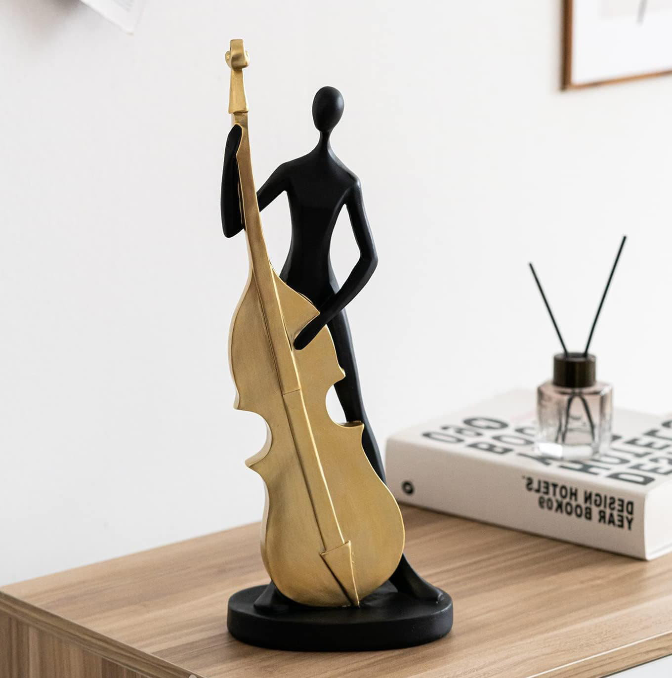 Mercer41 Modern Sculptures for Home Decor - Resin Black Cello Musician ...