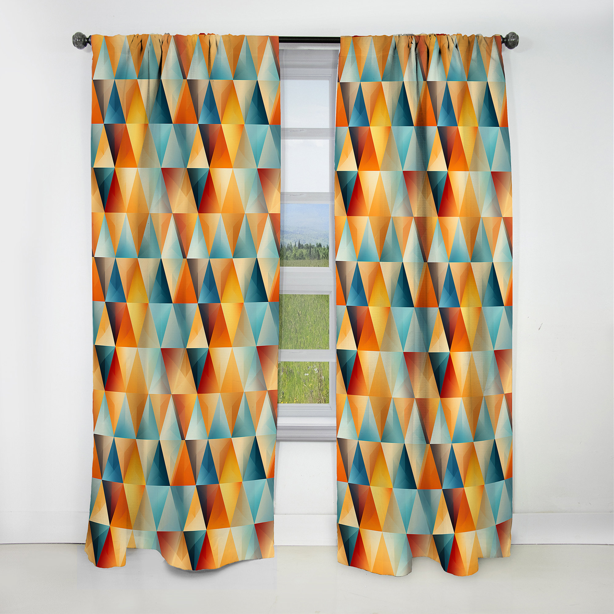 Design Art Orange And Blue Symmetry Tranquil Triangles I - Abstract ...