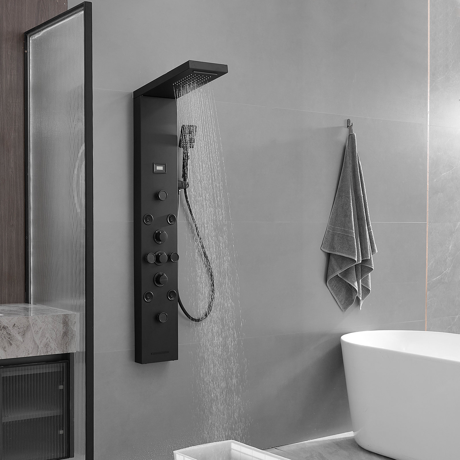 Greenspring Dual 5-In-One 8-Jet Shower Panel Tower System With Rainfall ...