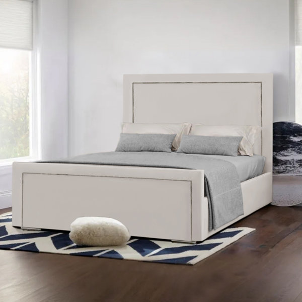 Lark Manor Monaco Studded Bed Upholstered Storage Bed | Wayfair.co.uk