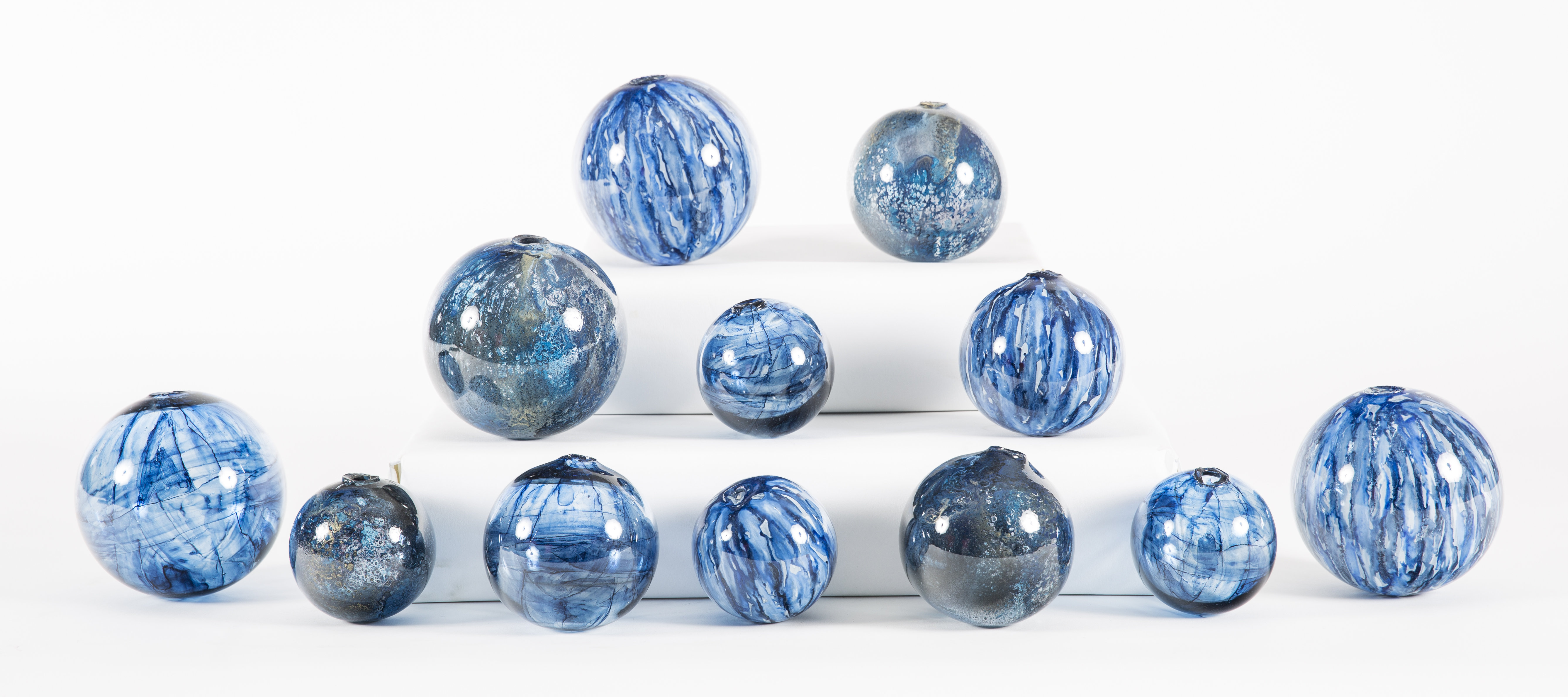 Prima Design Source 12 Piece Hand Blown Glass Balls Decorative Spheres ...