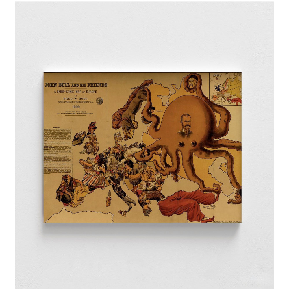 WeFrameArt John Bull And His Friends A Comic Map Of Europe 1900, Old ...