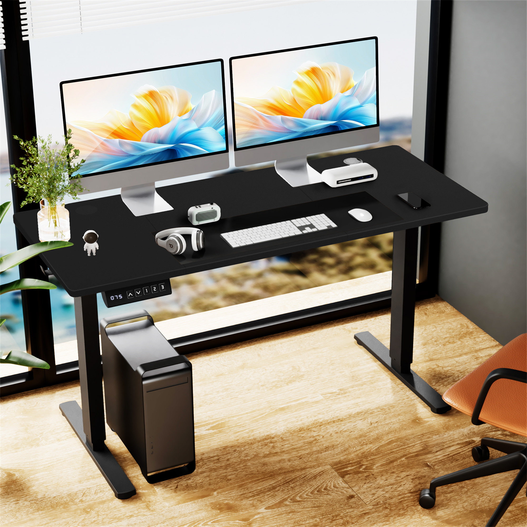 Ebern Designs Standing Desk Adjustable Height 63 X 24 Inch Electric ...