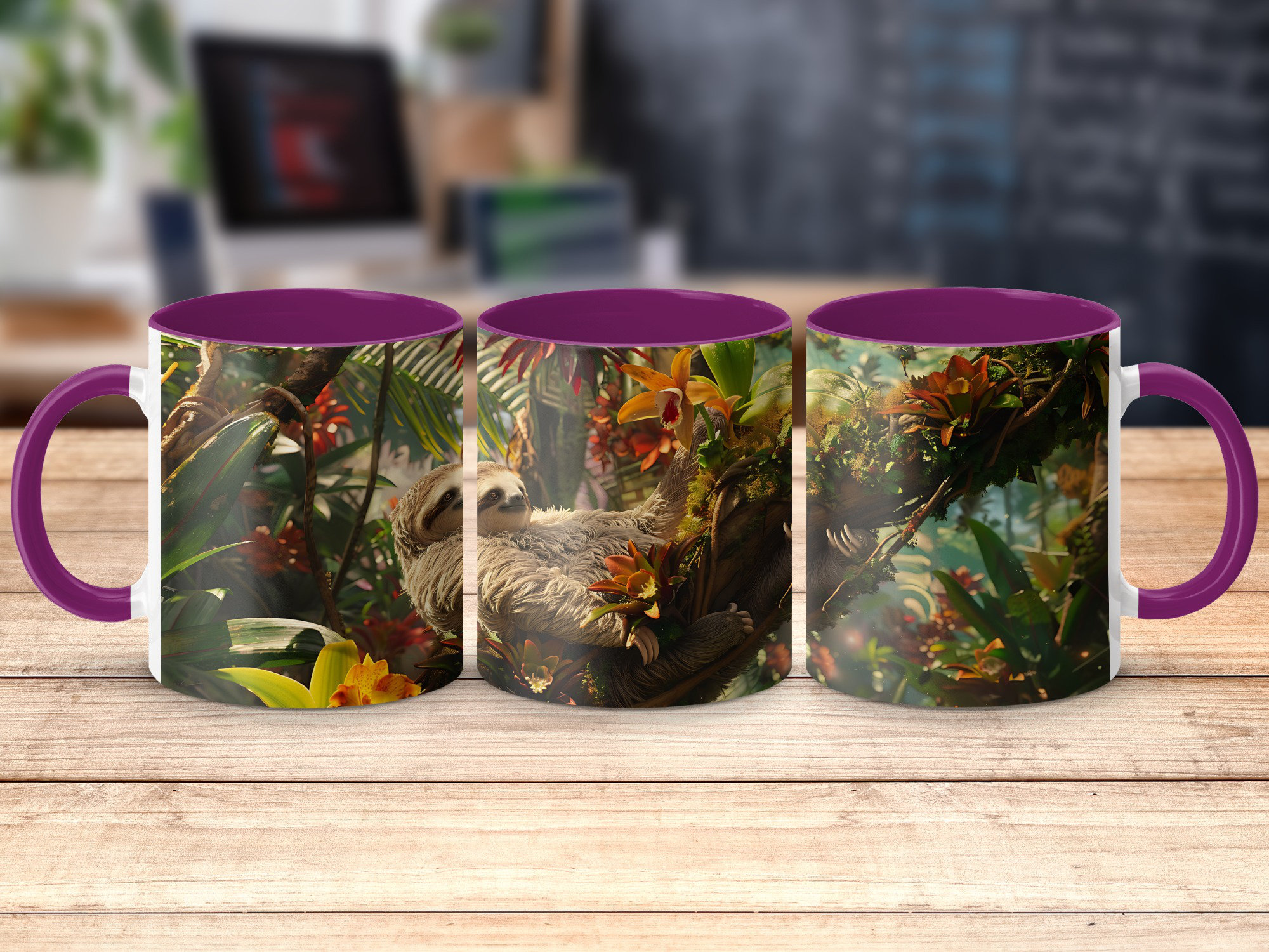 East Urban Home Set of 3 Realistic Animal Design 11oz Accent Mugs ...