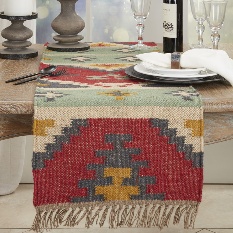 Saro Tribal Tapestry Kilim Table Runner | Wayfair