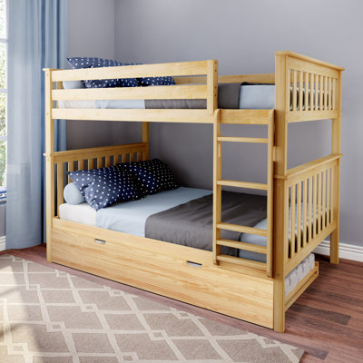 Harriet Bee Bolles Solid Wood Standard Bunk Bed with Trundle & Reviews ...