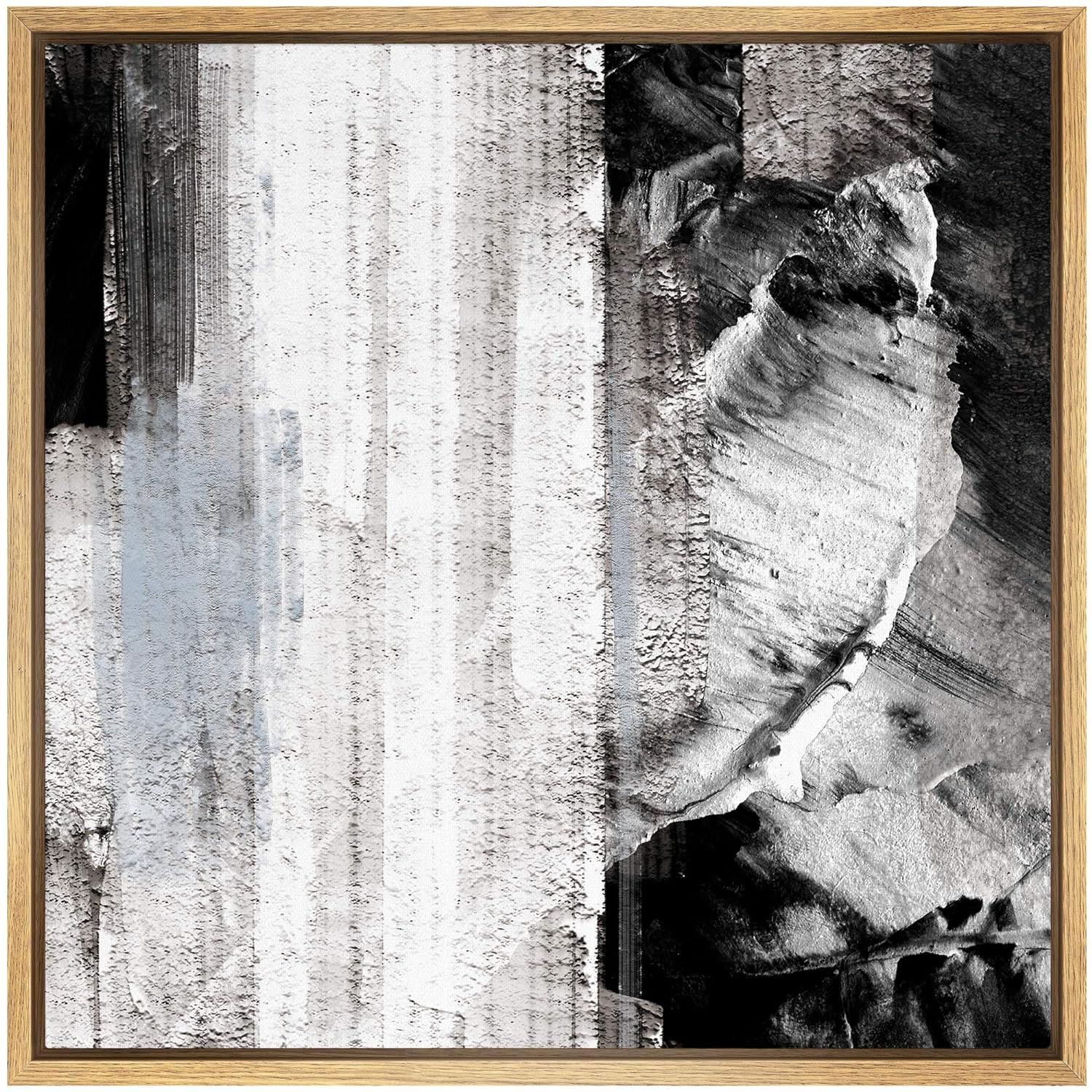 wall26 Black And White Color Blocks And Strokes Framed On Canvas Print ...