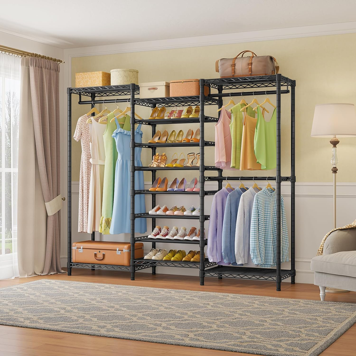 Rebrilliant Heavy Duty Garment Rack Freestanding Clothes Rack Closet ...