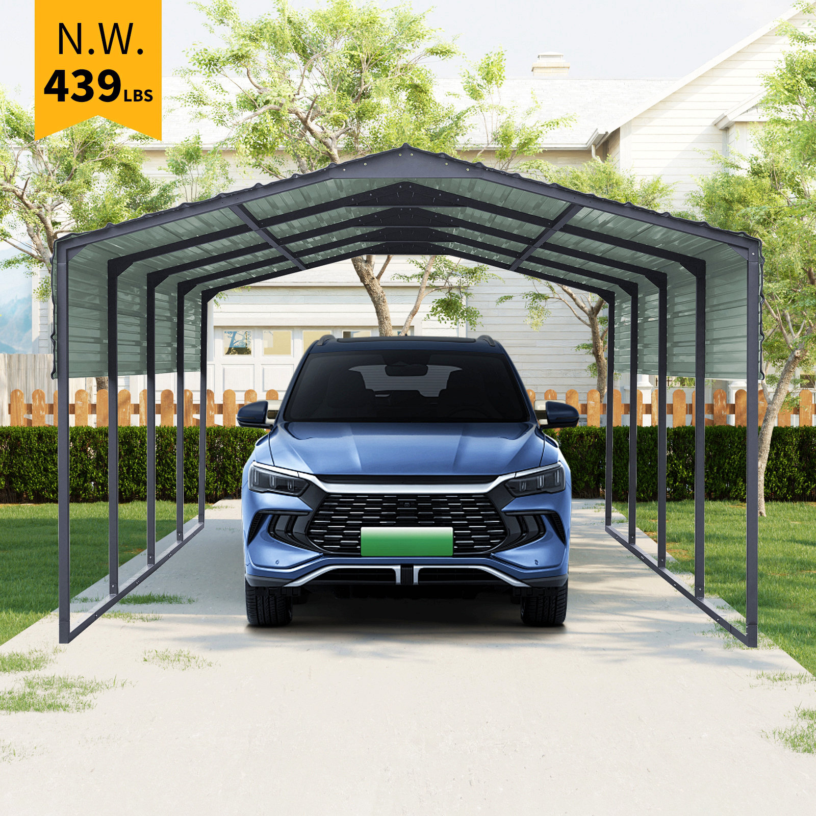SHANRUGUOJI Outdoor Carport, Heavy Duty Carport Canopy With Galvanized Steel Roof And Frame ...