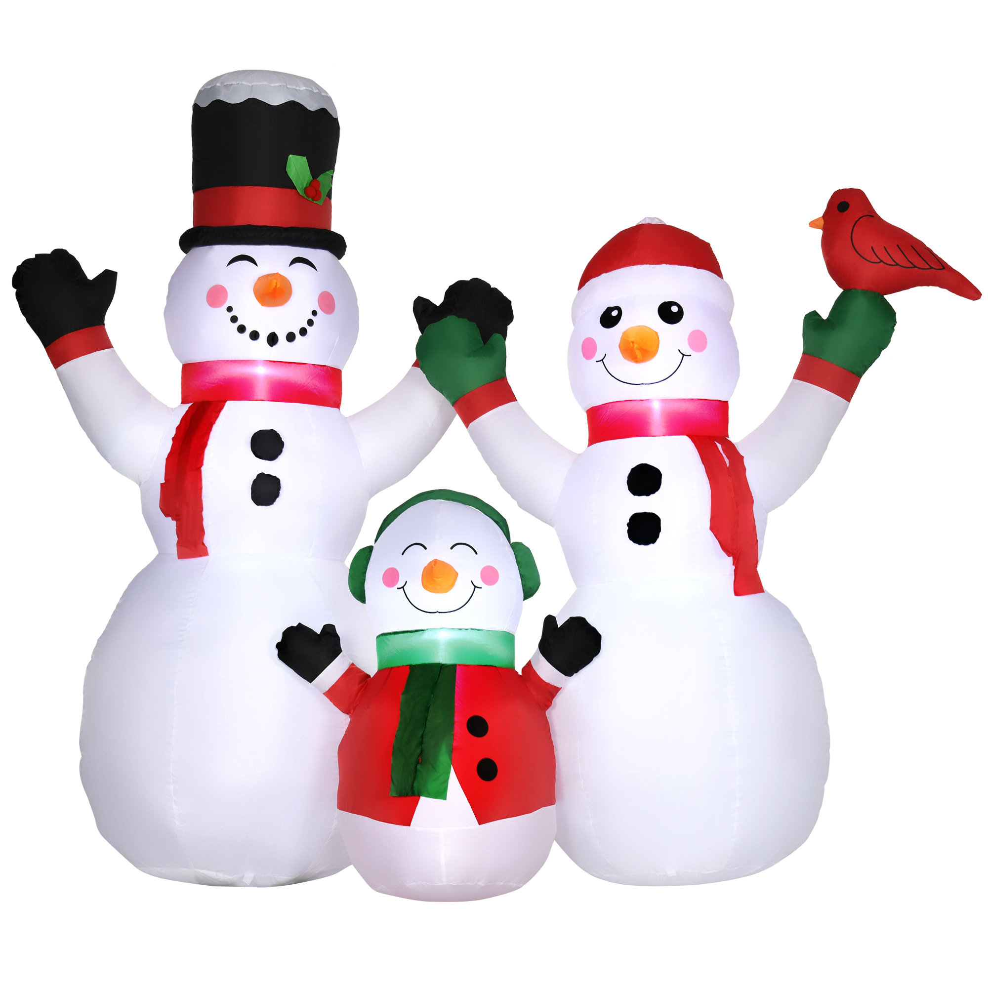 The Holiday Aisle® Christmas Snowman Family with a Bird Inflatable ...