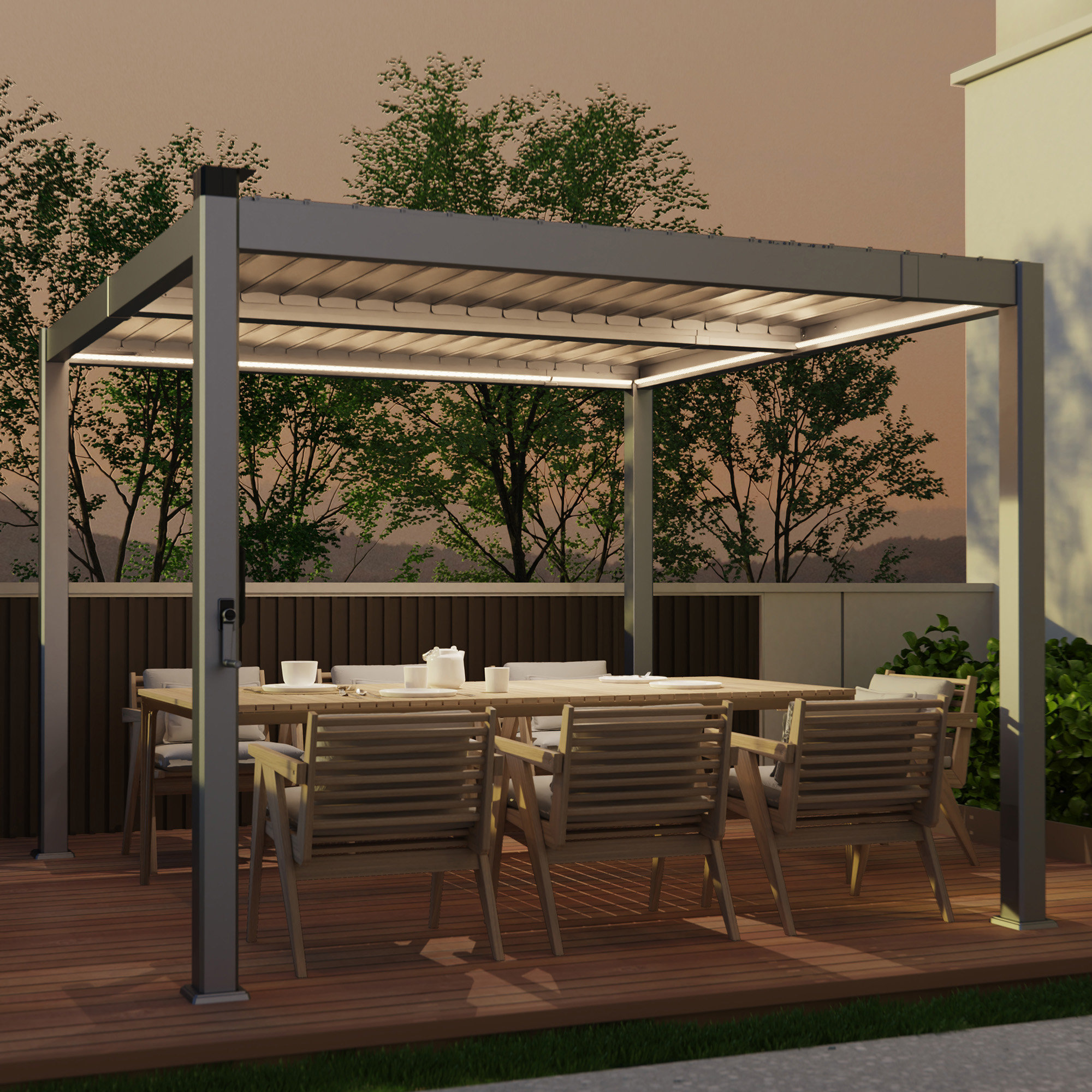 Aok Garden Outdoor Louvered Pergola, Full Aluminum Frame with ...