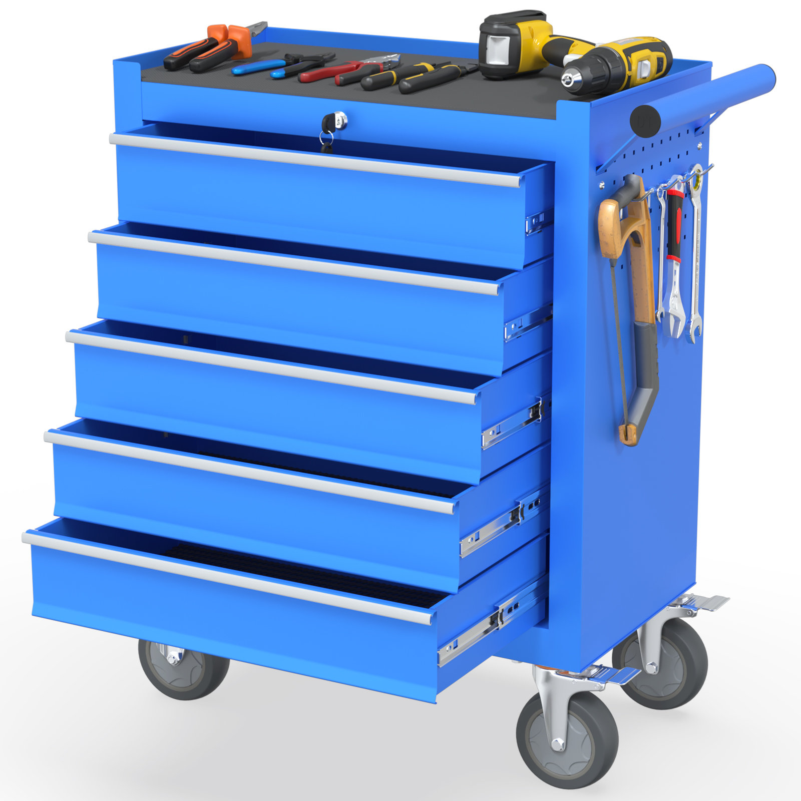 Now moment Heavy-duty Tool Cart & Worktable With 5 Drawers, Locking ...