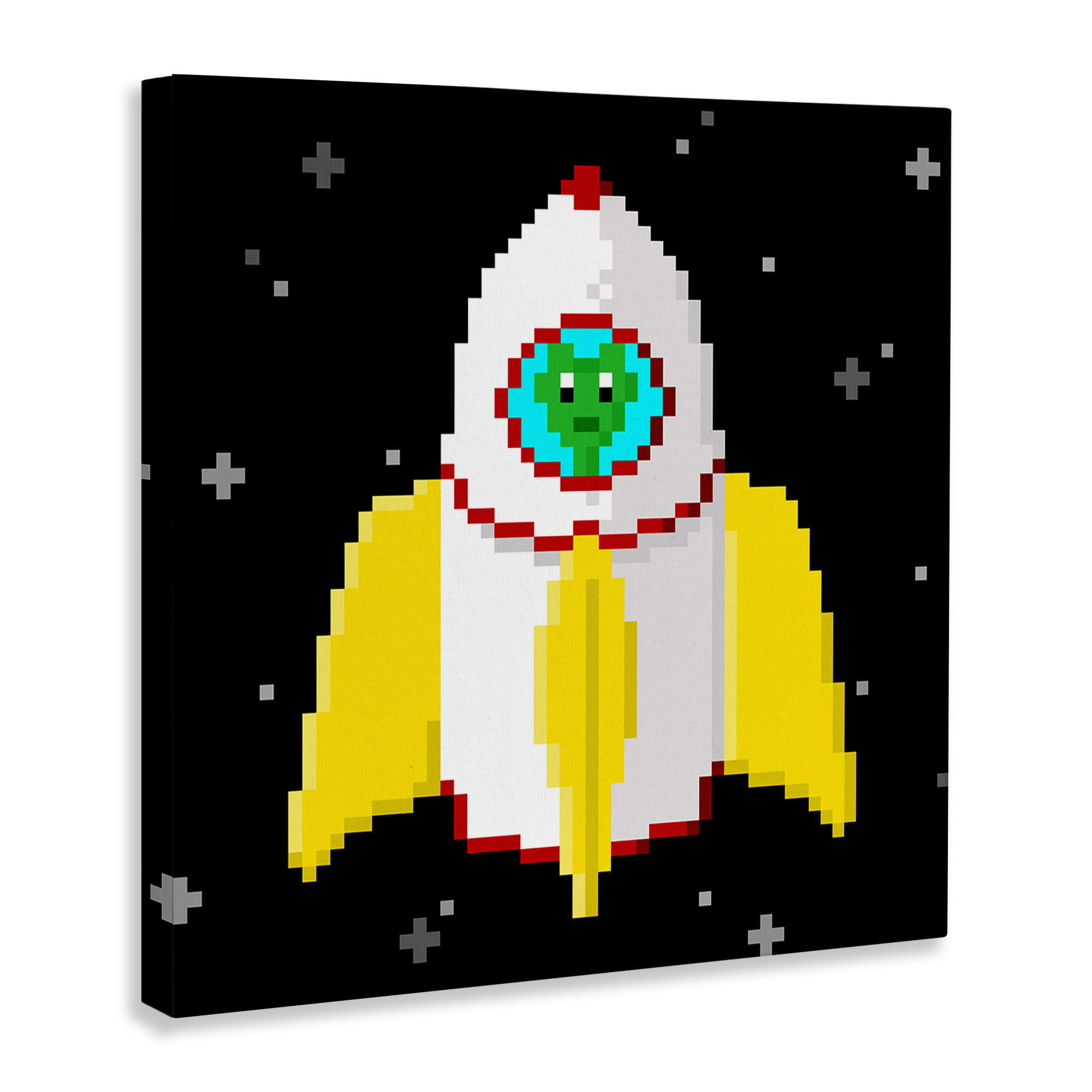 Trinx Pixel Alien in Space Canvas Wall Art by June Erica Vess | Wayfair