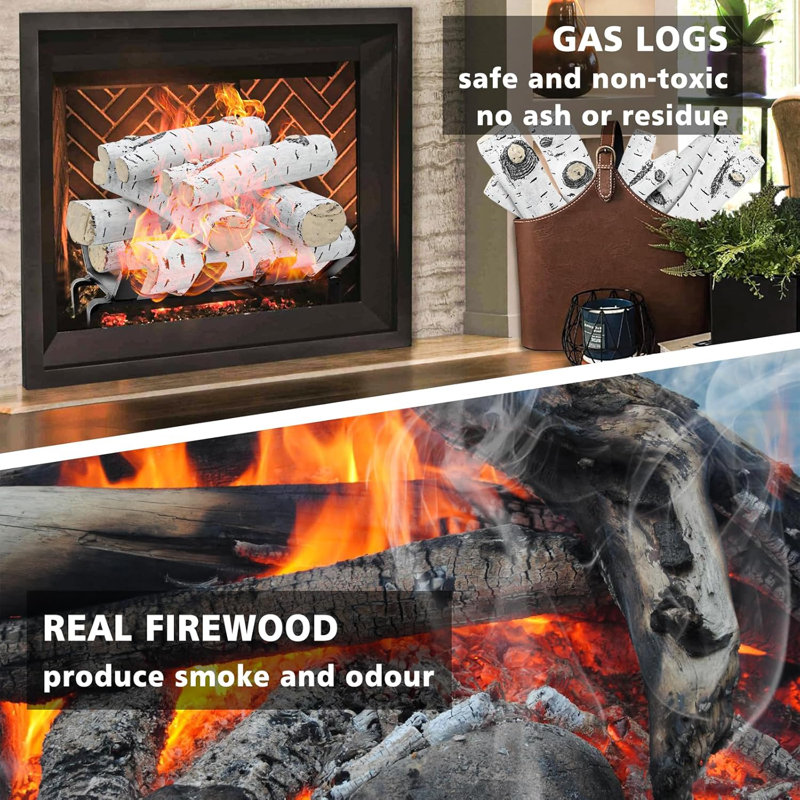 G & R PLUMBING ENTERPRISES, INC. 6 Pieces Gas Fireplace Logs, White ...