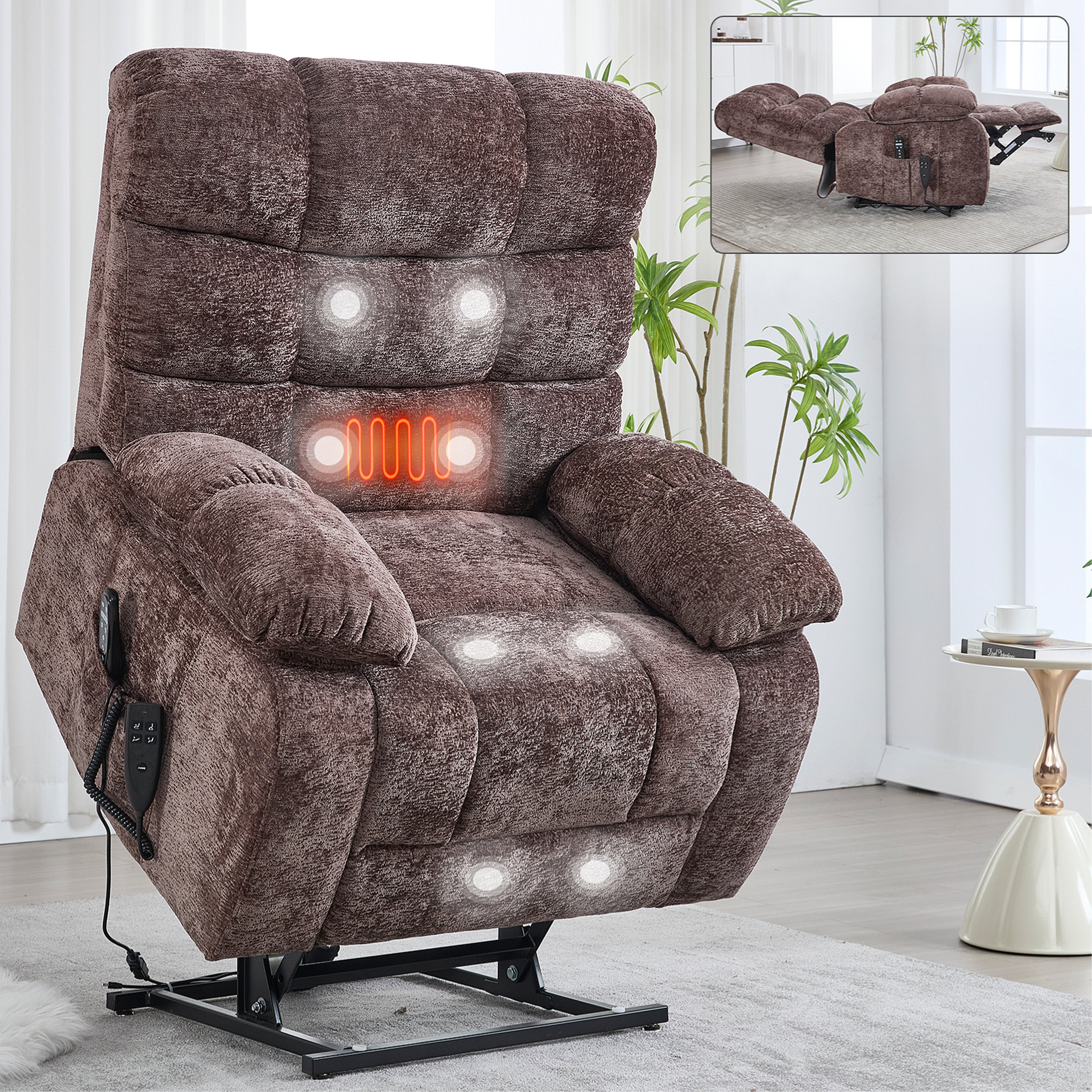Red Barrel Studio Lift Recliner Chair Heat Massage Dual Motor Infinite ...