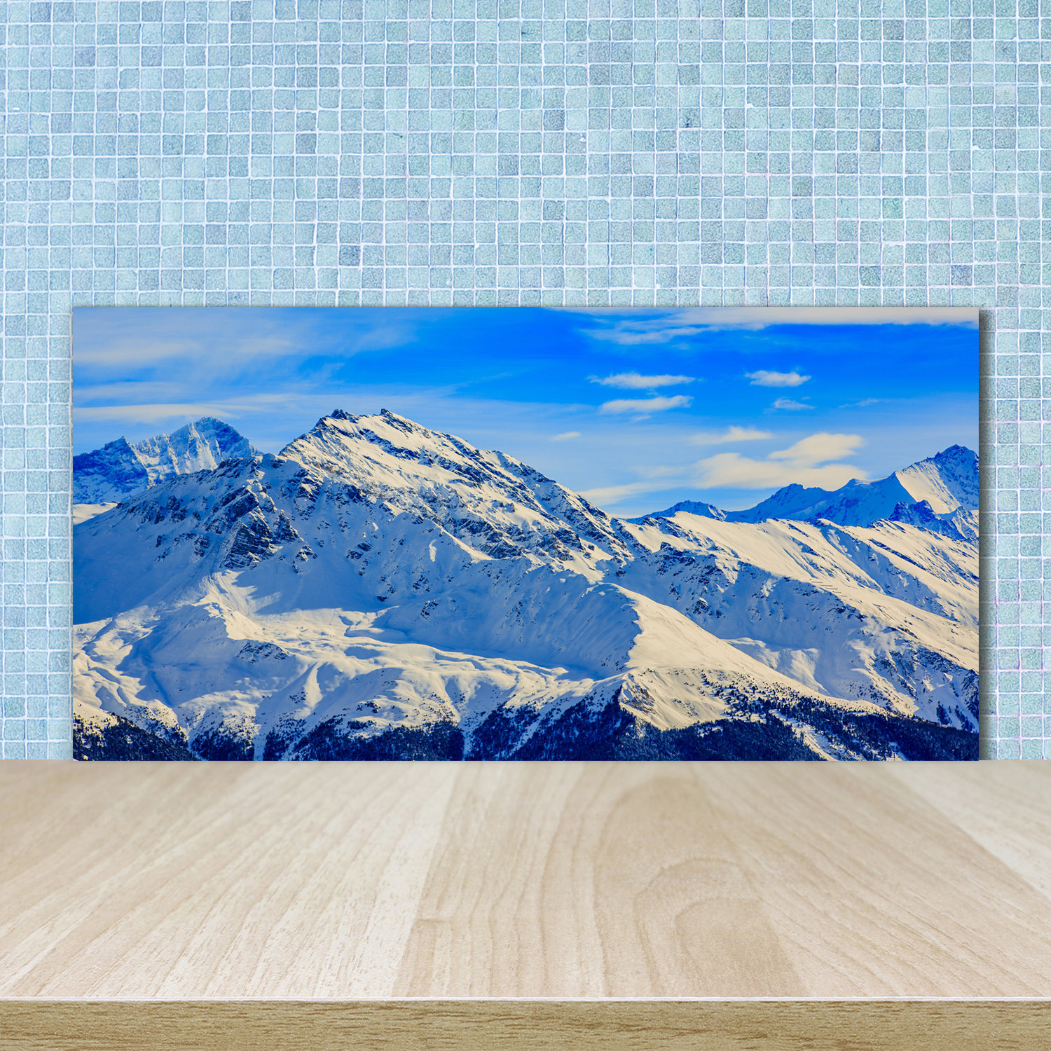 Union Rustic Gere Alps in the Winter 50cm x 100cm Glass Panel | Wayfair ...