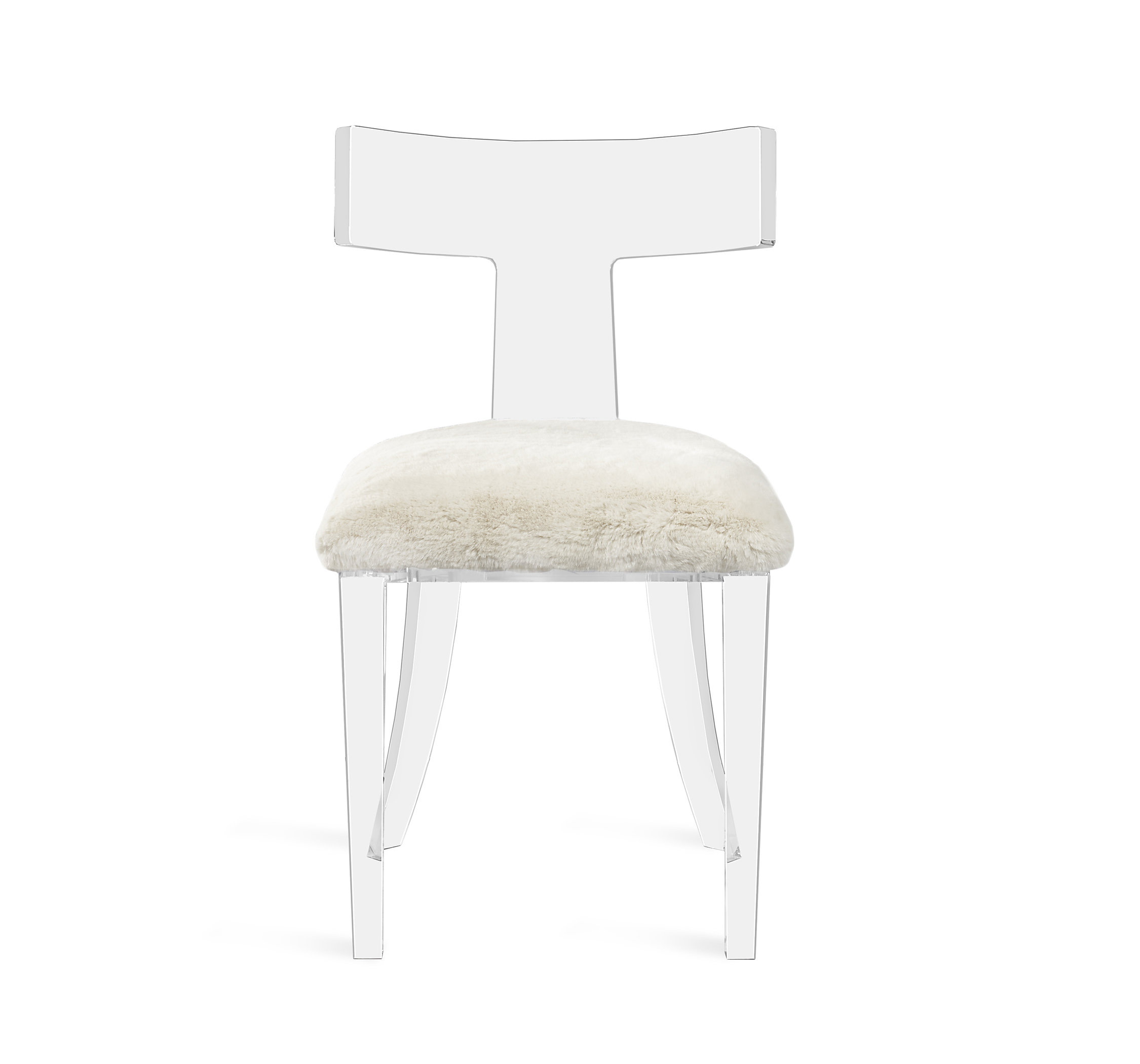 Interlude Tristan Faux Fur Wing Back Side Chair in Ivory/Clear | Wayfair