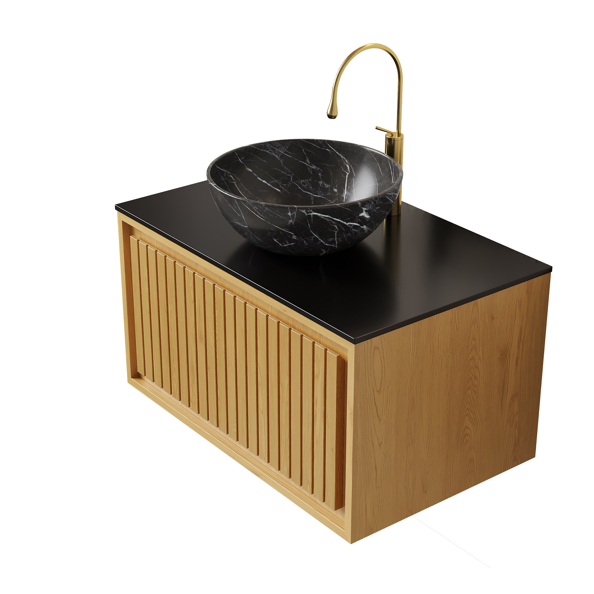 Ebern Designs Kade Wall-Mounted Plywood Bathroom Vanity with Ceramic ...
