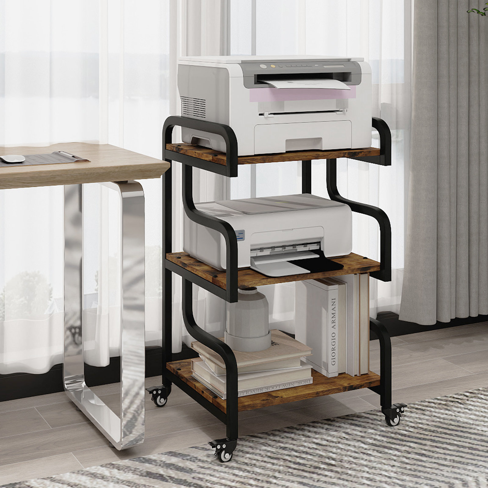 Natwind ‎21.7 x 15.7 x 30.3 inches 3-Tier Printer Stand with Wheels ...
