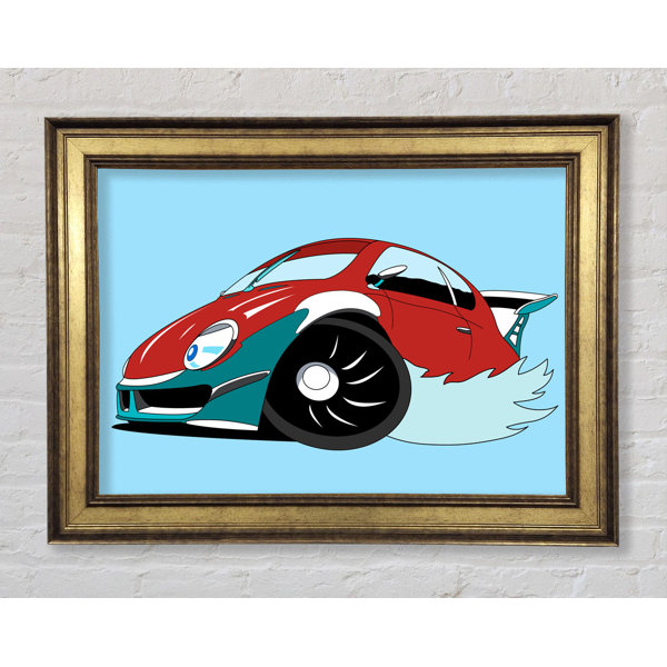 Harriet Bee Fast Racecar Baby Blue - Print | Wayfair.co.uk
